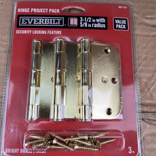 EVERBILT DOOR HINGES (3) 3 1/2", 5/8" RADIUS BRIGHT BRASS | eBay