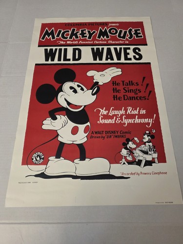 Walt Disney 1929 cartoon "Wild Waves" featuring Mickey Mouse Poster ...