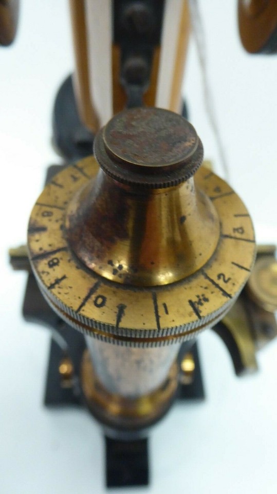 VINTAGE SCIENCE LAB MICROSCOPE ROSS BRASS ANTIQUE ARMY MILITARY BROAD ...