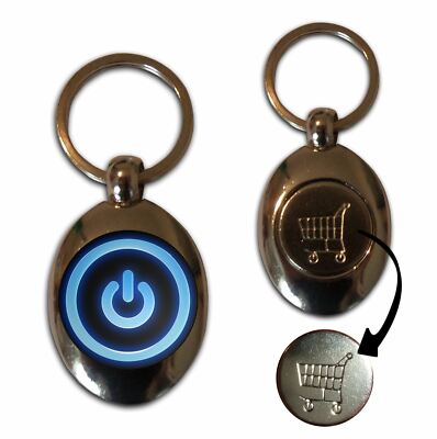 Power On/Off Shopping Trolley £1/€1 Coin Key Ring (43mm x 32mm) | eBay UK