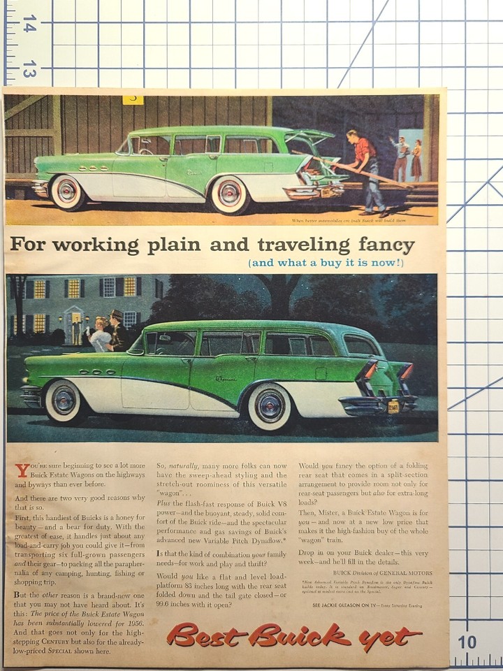'56 Buick Estate Wagon Special Century V8 General Motors Vintage Print ...