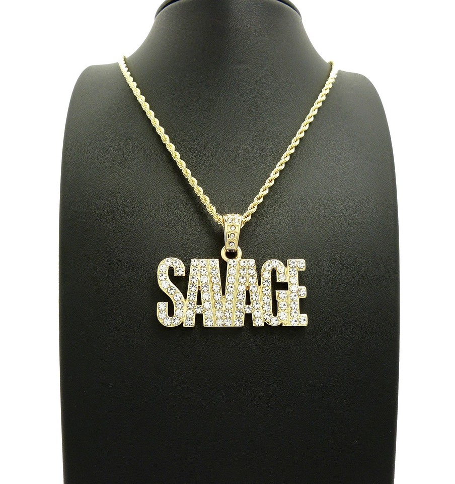 New SAVAGE Pendant & 24" Box/Cuban/Rope Chain Hip Hop Necklace - XZ202 ...