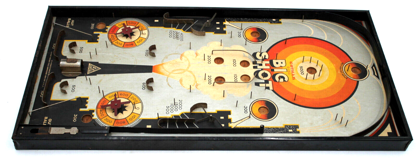Antique Vintage Gotham Pressed Steel Toy BIG SHOT G-130 Bagatelle Game ...