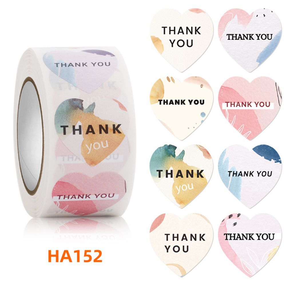 Heart Shaped Floral Label Sticker Thank You Stickers 500pcs/roll Seal ...
