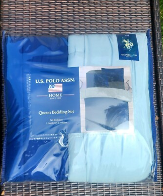 US Polo Assn. Bedding 3pc Comforter Set-Reversible Navy/Grey QUEEN ...
