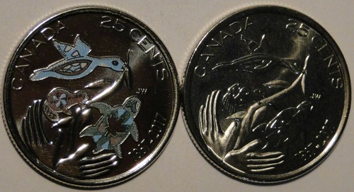 BU UNC Canada 1867-2017 150th Hope for Green Future color&plain 25c 2 ...