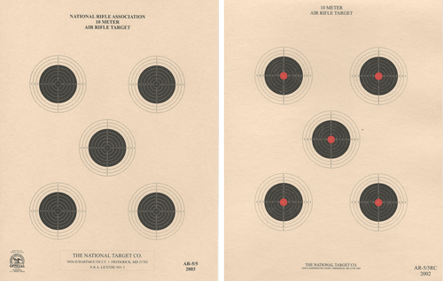 AR-5/5 10 Meter Air Rifle Target, Red Center or NRA Official Black, on ...
