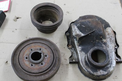 1957 392 Hemi balancer, lower pulley and timing cover | eBay