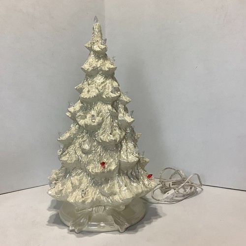 Vintage Nowell's Mold White Glaze Ceramic Christmas Tree w/Light Base ...