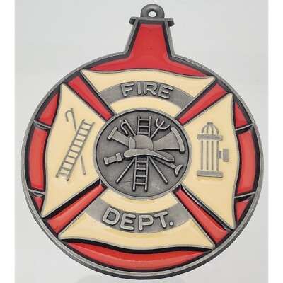 Stained Glass Like Suncatcher Fire Dept. Hanging Window Decor 3.5" | eBay