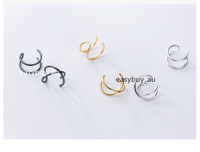 1 Pair REAL S925 Sterling Silver Ear Cuff Earring Cartilage No Pierce Minimalist | eBay