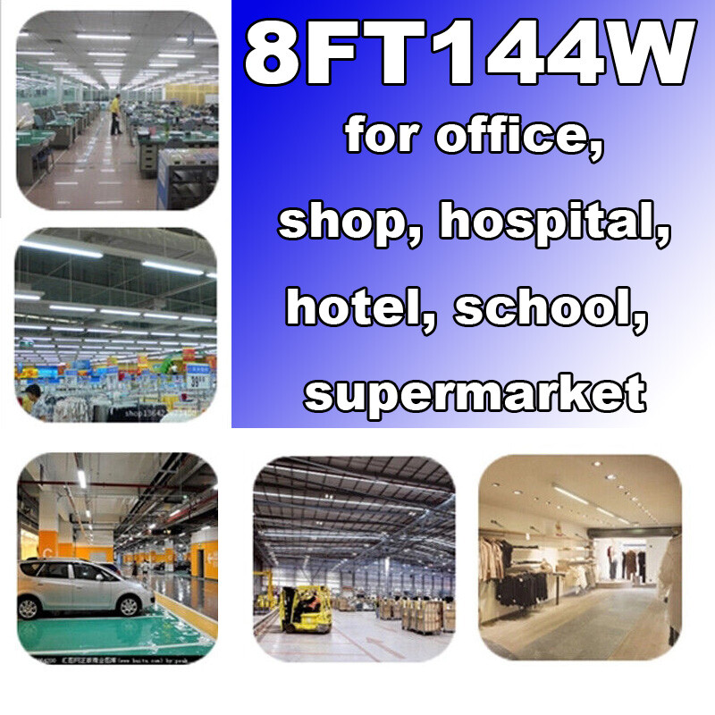 8 ft led shop lights 144w led Strip Lights 6500k Cold White LED Garage ...