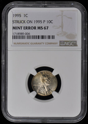 1995 Cent Struck on Dime Mint Error NGC MS67 Double Denomination | eBay