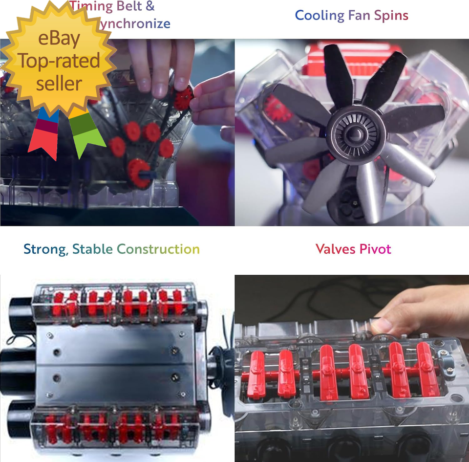 V8 Combustion Engine Model Kit That Runs - Build Your Own STEM Mini V8 ...