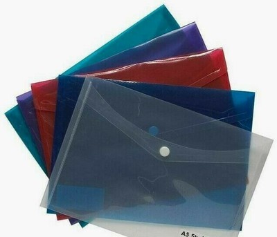 A5 Document Wallets Folder Plastic Small Button Stud Sleeves 1 5 Filing ...
