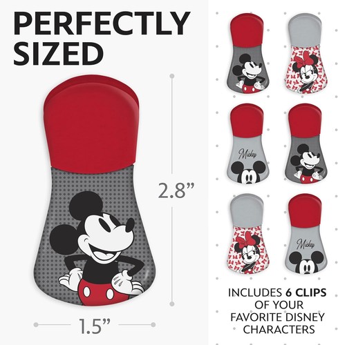 Disney Magnetic Chip Clips – Set of 6 Bag Small, Mickey & Minnie Mouse ...
