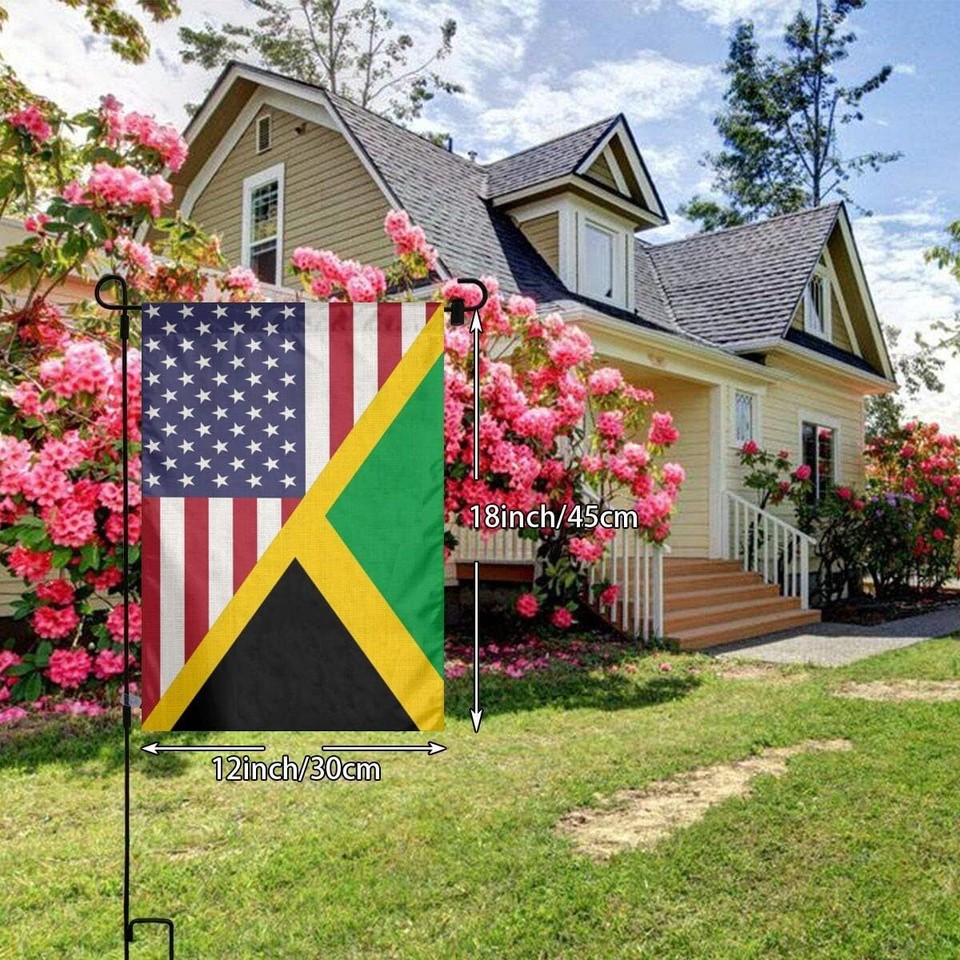 Half Jamaican and American Flag Combo Flax Nylon Burlap Linen White15 ...