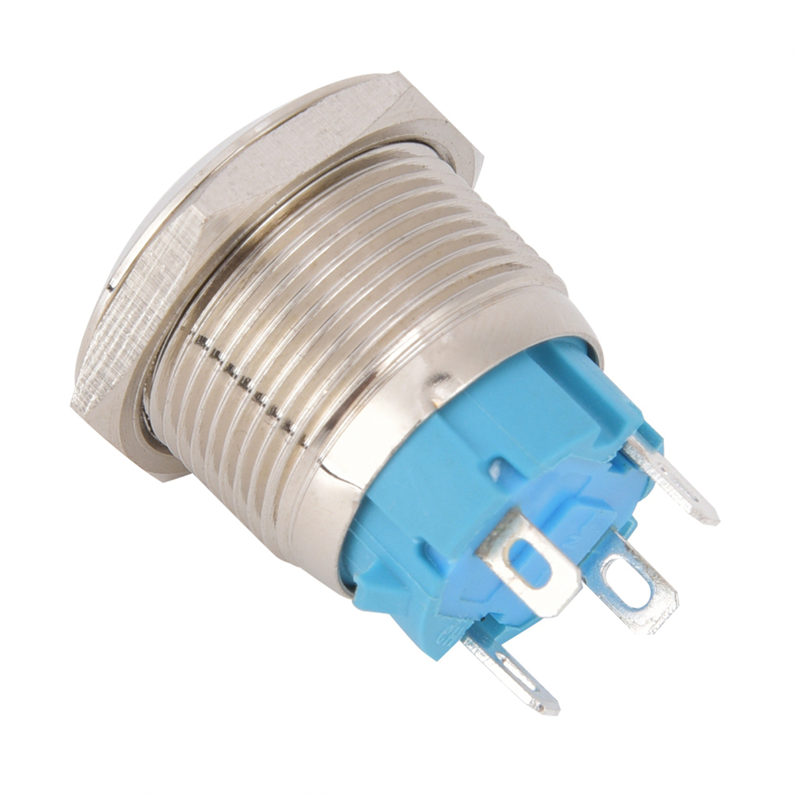 2Pcs Push Button Switch 4-Pin 19mm Round Flat Head W/Light IP65 12 ...