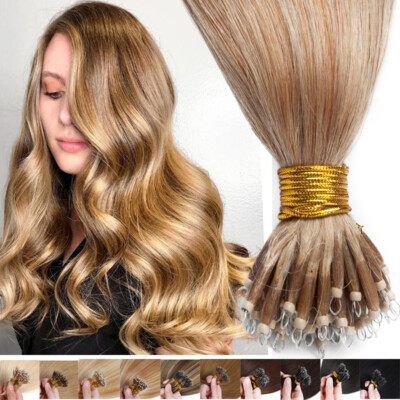 Nano Ring Tip Rings Bead Double Drawn Hair Extensions Remy Human Hair ...