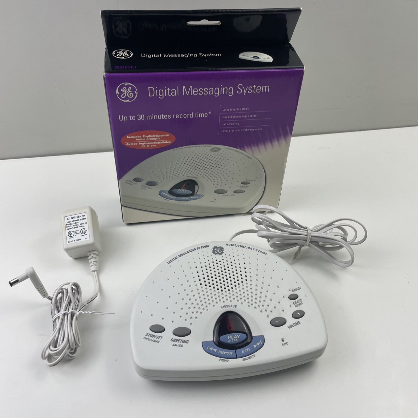 GE Digital Messaging System Answering Machine English and Spanish ...