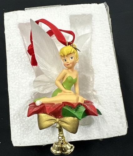 DISNEY STORE-Tinker Bell Light Up Sitting on Poinsettia Bells Ornament ...