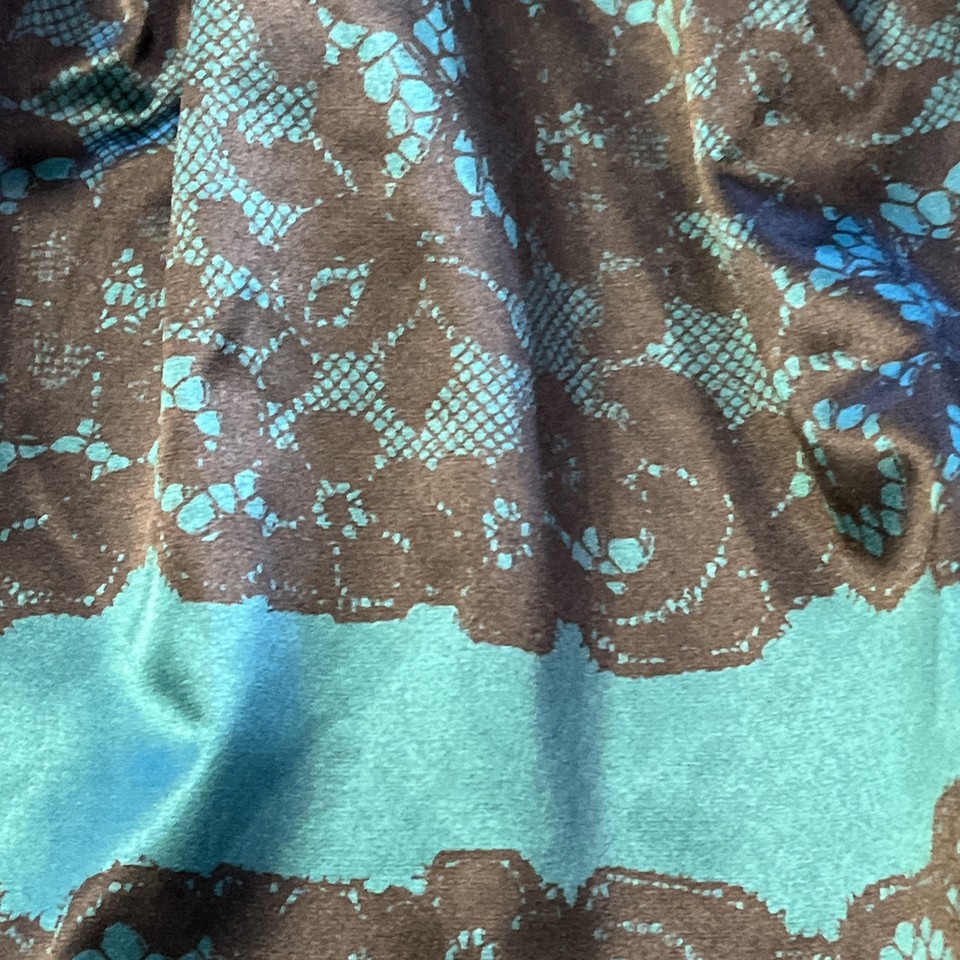 THE LIMITED - Black Lace Print on Teal Satin A-Line Skirt Sz Small ...