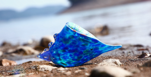 Blue Glass Conch Hand Blown Seashell Art Glass Figurine Paperweight | eBay