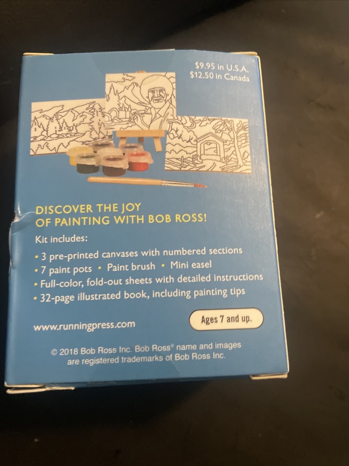 Bob Ross Mini Paint by Numbers set with instructions, canvas, paint ...
