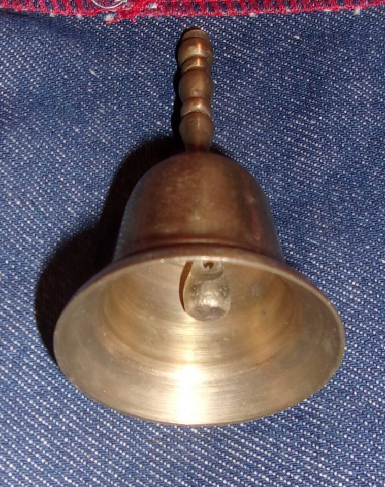 VINTAGE SMALL BRASS DINNER BELL 50s 60s ESTATE ORIG PATINA | eBay
