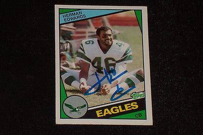 HERMAN EDWARDS 1984 TOPPS SIGNED AUTOGRAPHED CARD #327 PHILADELPHIA ...