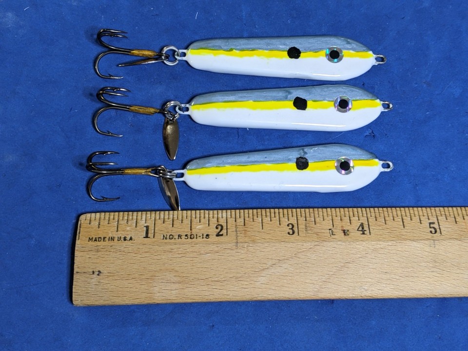 3 - 2 oz Threadfin SLAB Shad Fishing Casting Jigging Slab Lead Spoons ...