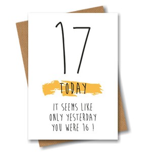 Funny 17th Birthday Card - 17 Today - Him Her Men Women Son Daughter ...