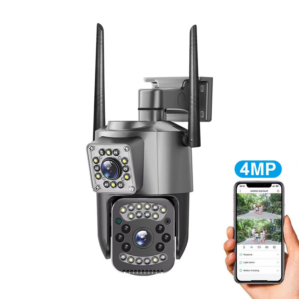 Dual Lens Security Camera Wireless 4MP HD WiFi IP PTZ Home Outdoor CCTV ...