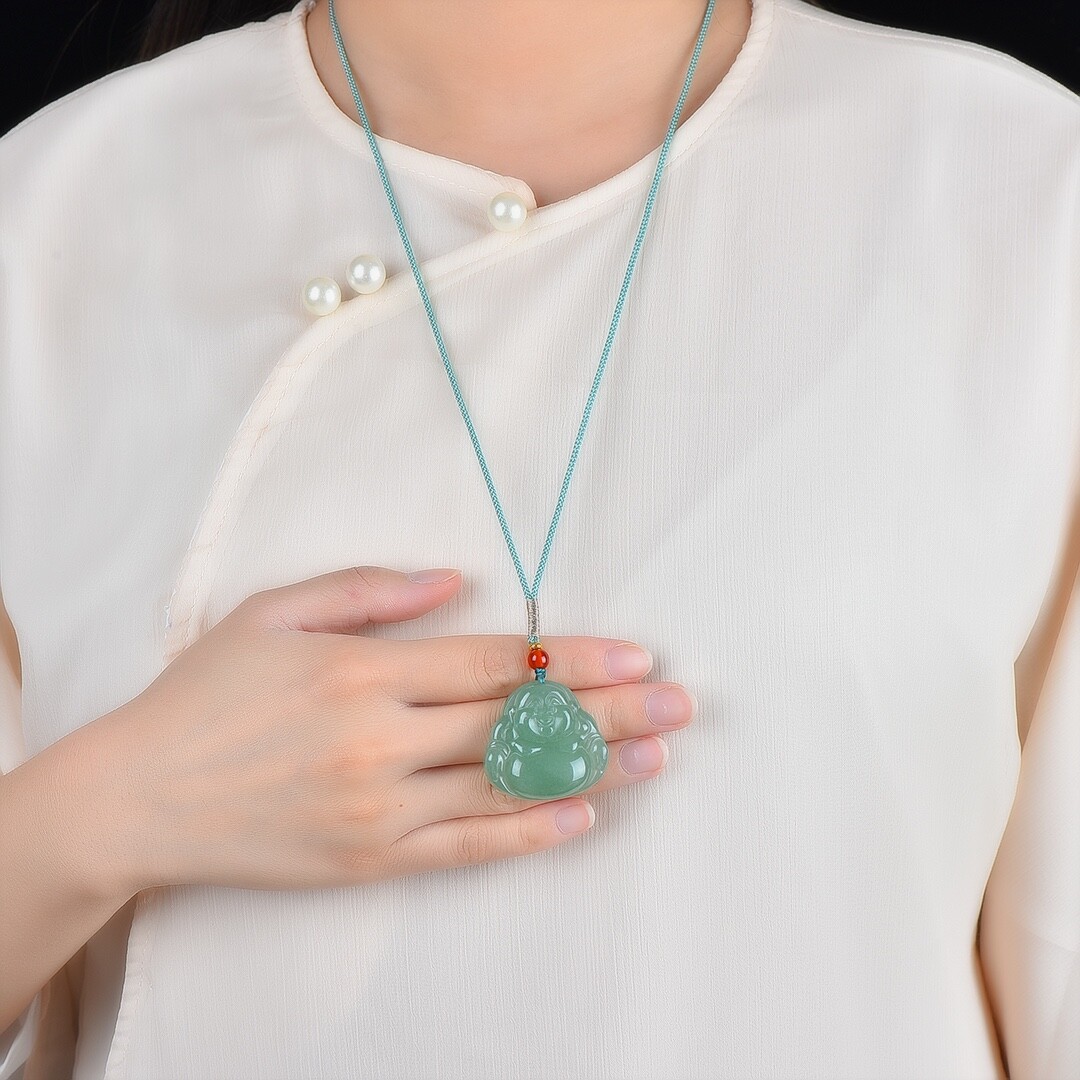 China DongLing Jade Hand Carving Buddhism Maitreya Buddha Pendant东陵玉 ...