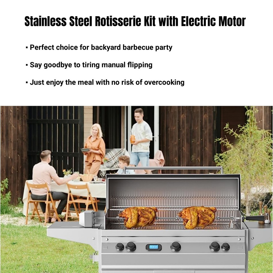 Electric Rotisserie Kit w/Motor Roaster Detachable Spit Rod BBQ Grill ...