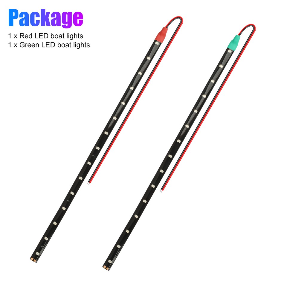 12V Red Green Submersible Navigation Light Waterproof Marine Boat Bow ...