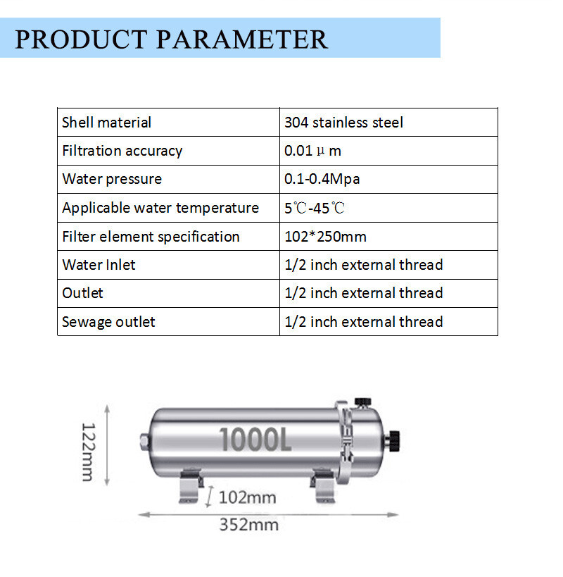 Membrane Water Filter 1000L/h Stainless PVDF Ultrafiltration Water ...