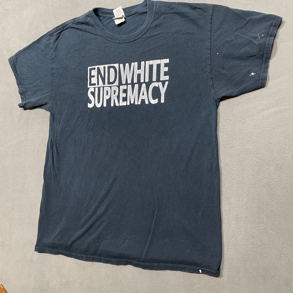End White Supremacy Shirt L Paint Splatter Faded Black Color Race USED ...