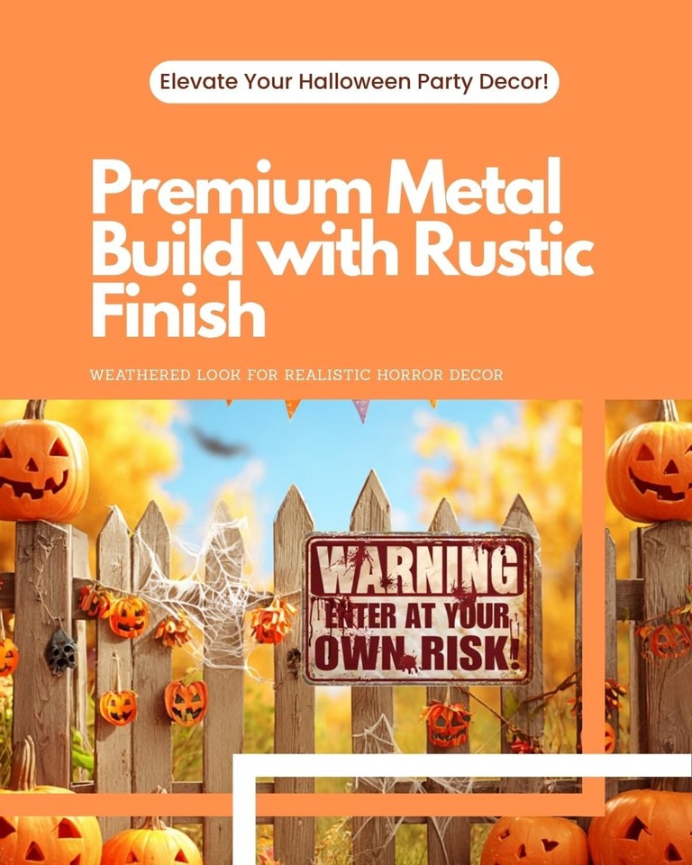 Halloween Decorations – Metal Danger Sign, Enter 11.8 x 7.9 inches ...