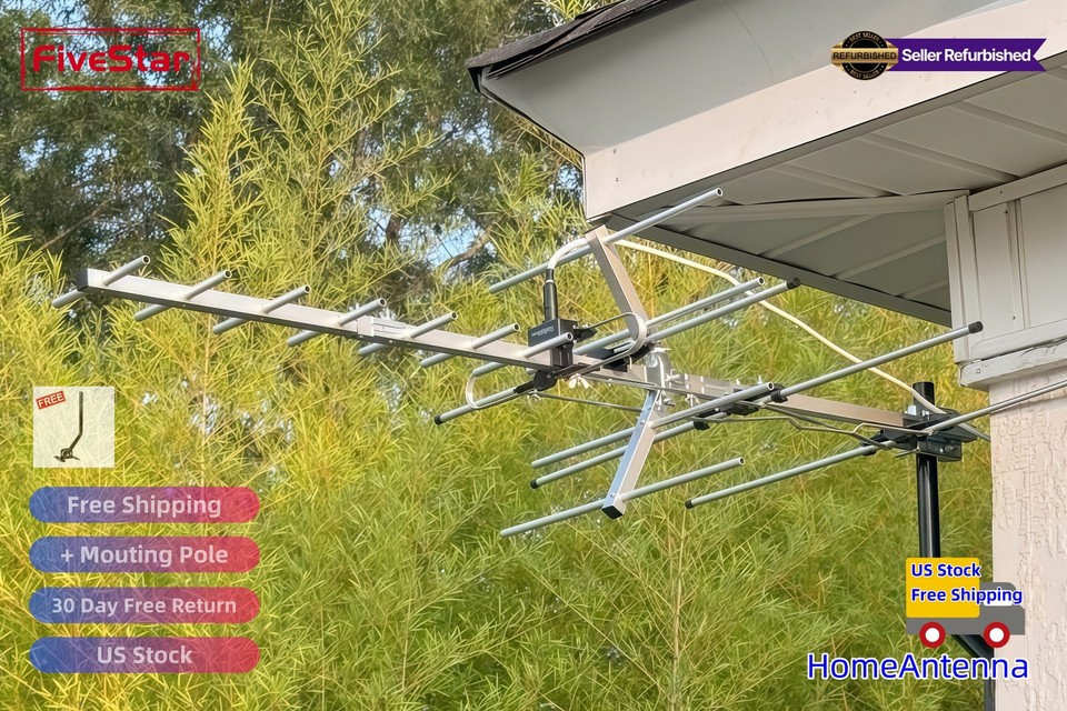 Long Range Yagi TV Antenna Outdoor 200 Miles Digital HD VHF UHF HDTV ...