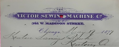 Antique Ephemera Letterhead Billhead VICTOR SEWING MACHINE CO 1877 | eBay