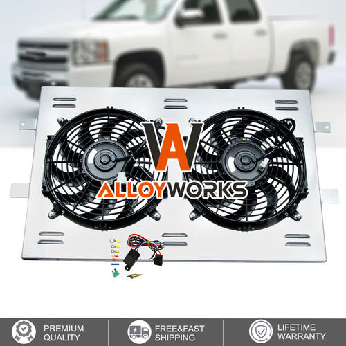 Aluminum Shroud+Electric Fan Relay Fit 99-12 Chevy GMC Yukon Silverado ...