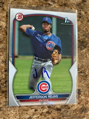 Jefferson Rojas Signed 2023 Bowman Prospects Auto Chicago Cubs BP-70 Rc ...