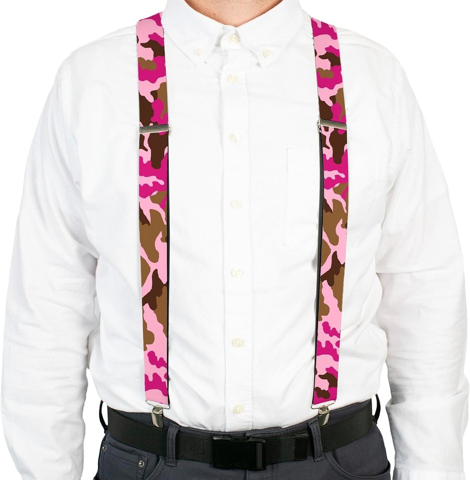 Buckle-Down Suspenders, Camo Pink 1.5-Inch Wide Regular (US IMPORT ...