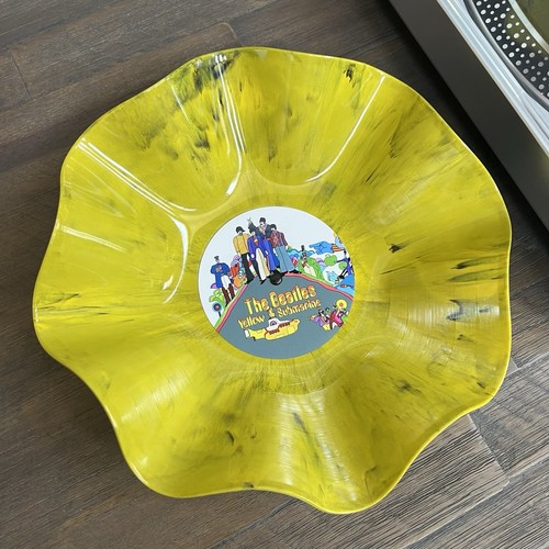 Record Bowl - Upcycled and Repurposed YELLOW Bowl - The Beatles Yellow ...