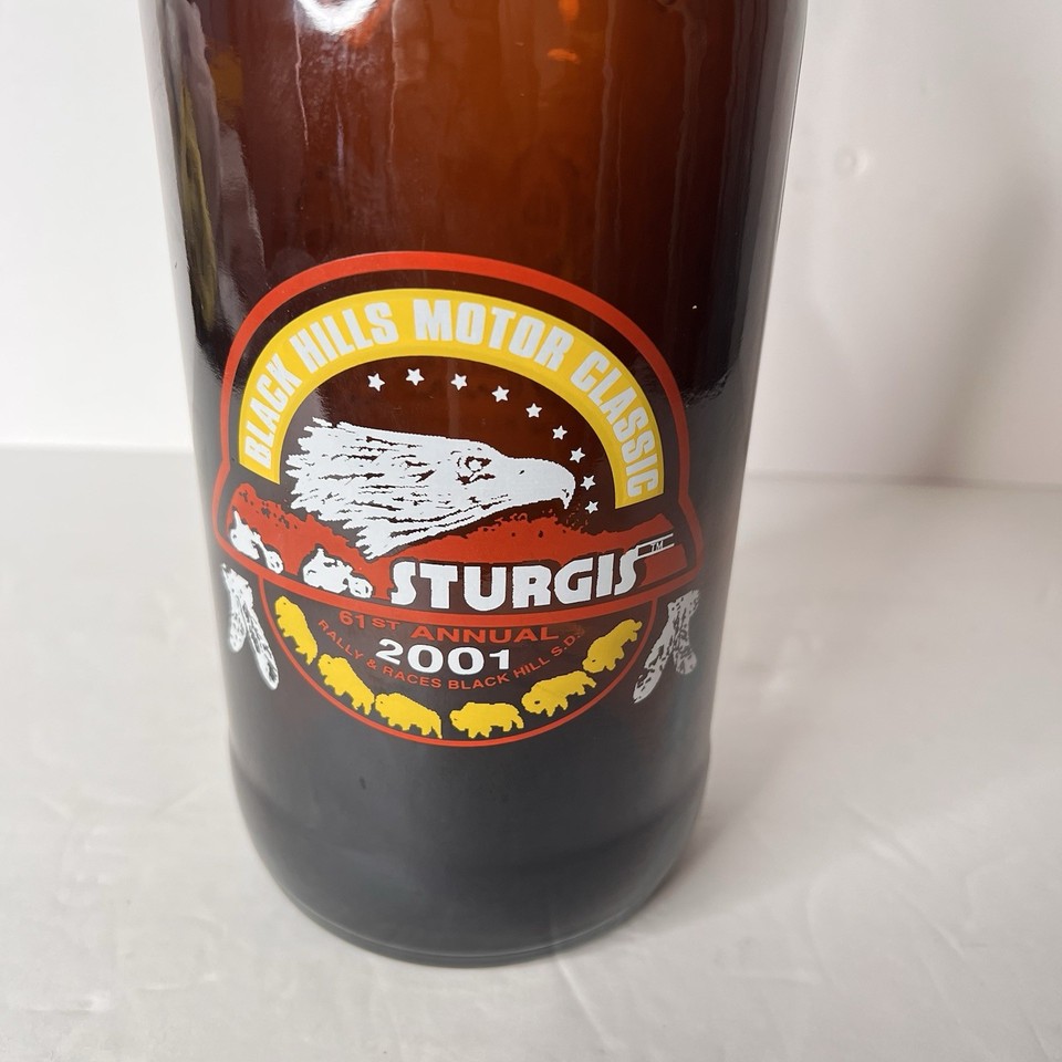 BUDWEISER Huge 14 1/2" Glass Bottle King Pitcher 2001 Sturgis Rally ...