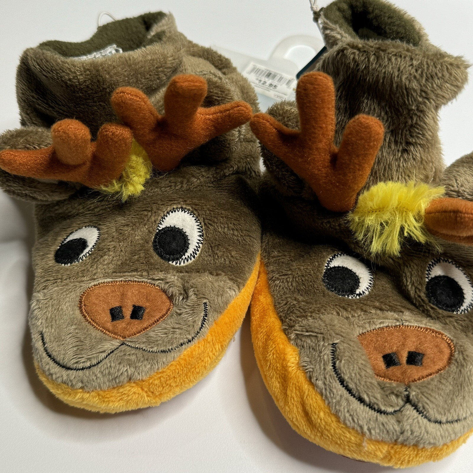 Children’ Place Puppet Slippers Reindeer Buck Toddler Size 6-7 Plush ...