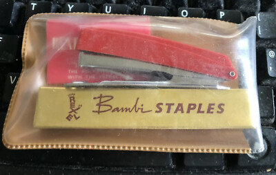 Red Vintage Retro Rexel Bambi Stapler & 1 box 1000 staples + Brown ...
