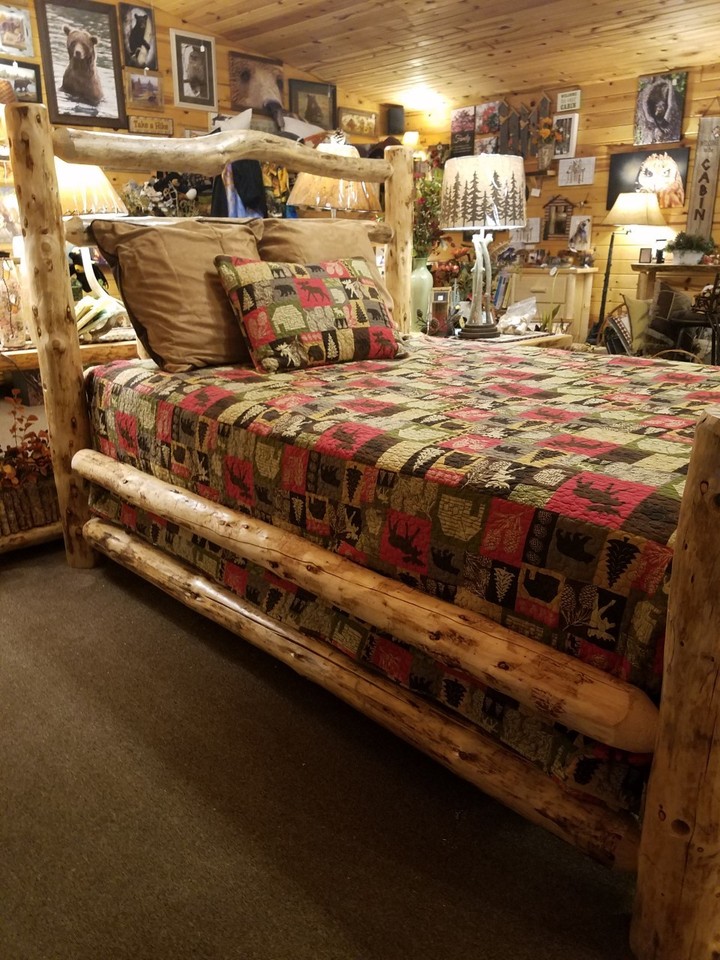Deluxe Log Bed Double log side rails Rustic Sturdy Best built bed!! NEW ...