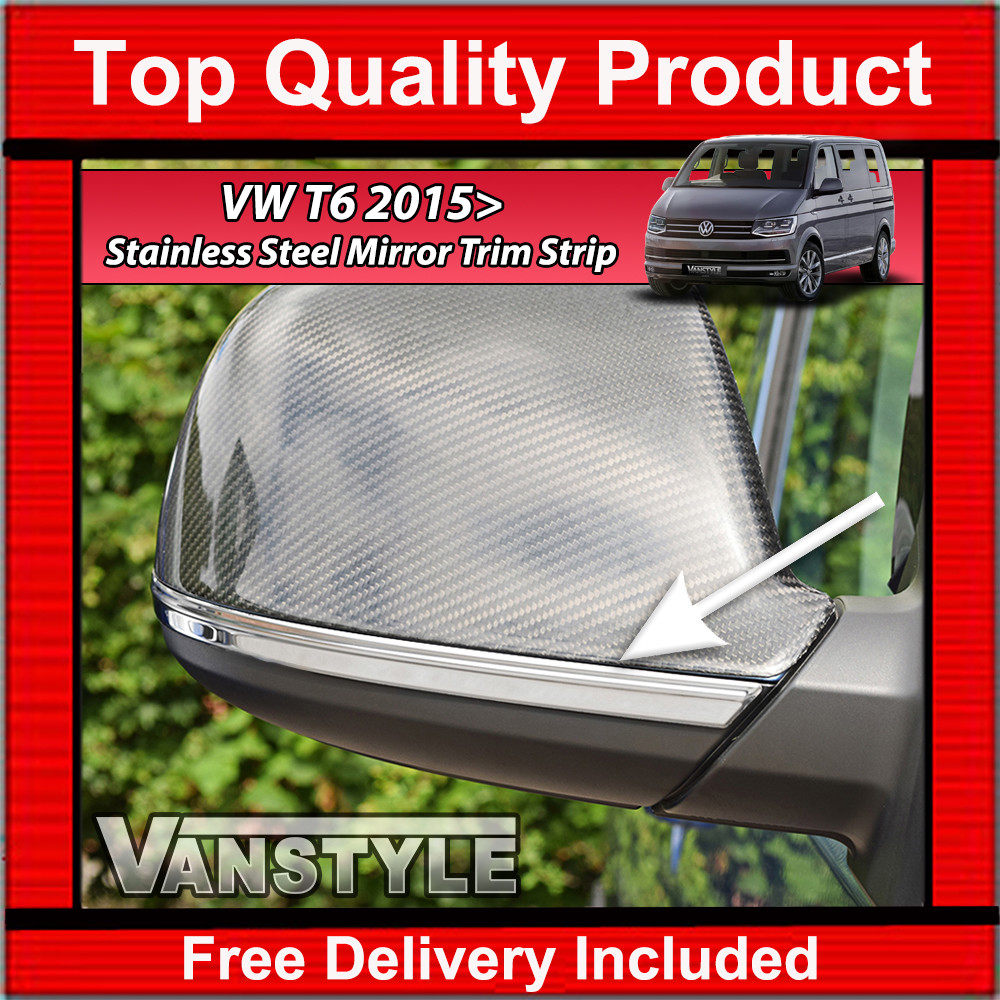 FITS VW T6 T6.1 TRANSPORTER 15> POLISHED STAINLESS STEEL WING MIRROR ...
